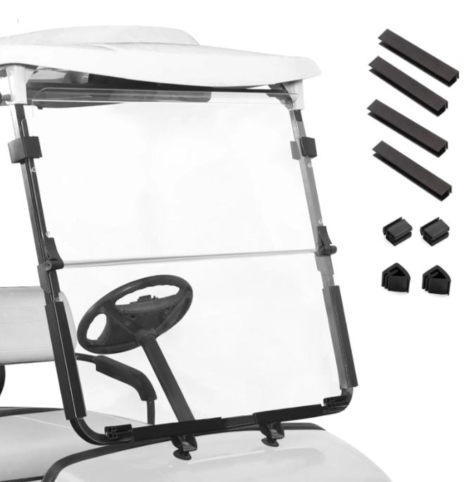 Replacement Yamaha G14, G16, G19 Clear, Folding Golf Cart Windshield 1995-2002 | 3 Guys Golf Carts