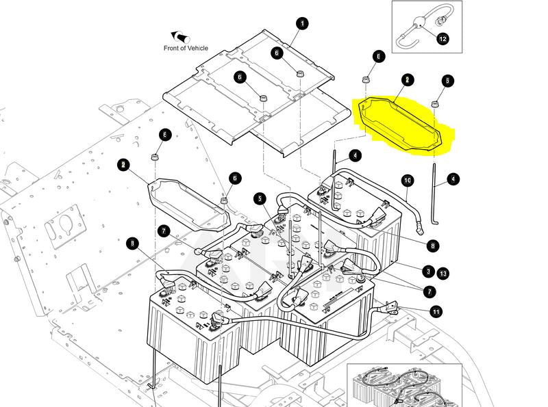 12V Battery Hold Down Bracket for EZGO- 72 Volt Golf Carts | 3 Guys ...
