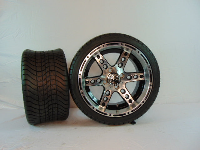 14" "DOMINATOR" CHROME AND BLACK SET OF WHEELS AND STREET TIRES(4) | 3 ...