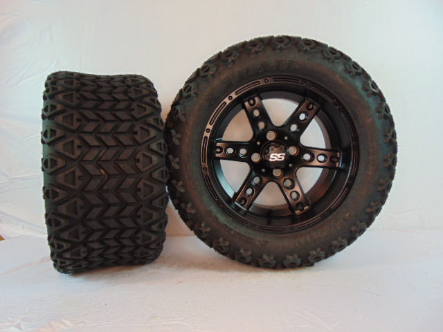 14" "DOMINATOR" MATTE BLACK SET OF WHEELS AND ALL-TERRAIN TIRES(4) WIT