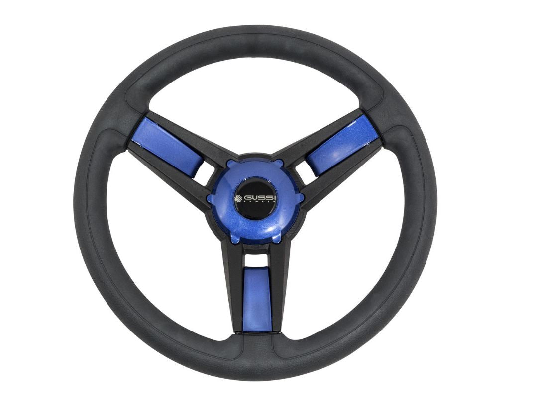 Gussi Model 13 Black/Blue Steering Wheel for EZGO & STAR Golf Carts | 3 ...